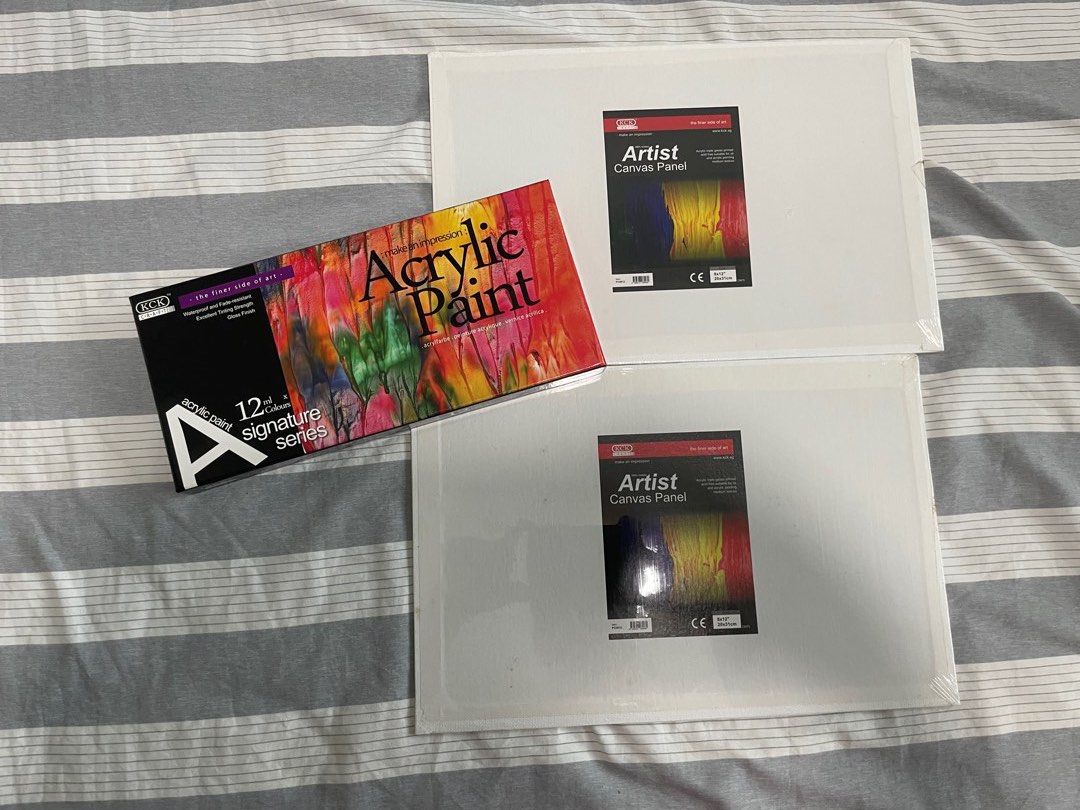 Artist Acrylic Paint Set KCK Craft & Canvas Panels, Hobbies & Toys, Art ...