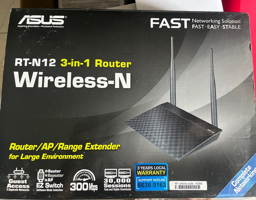 ASUS RT-N12 Wireless-N 3-in-1 Router, Computers & Tech, Parts ...