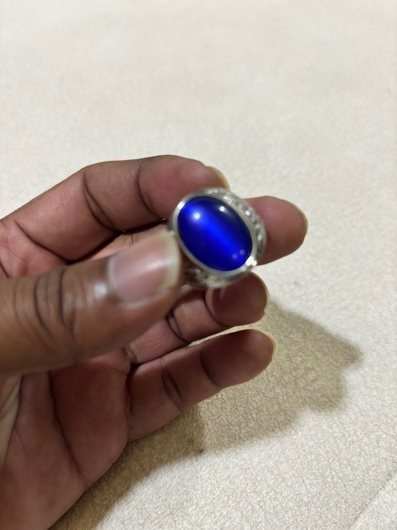 Blue cat eye gemStone Ring, Hobbies & Toys, Memorabilia & Collectibles ...