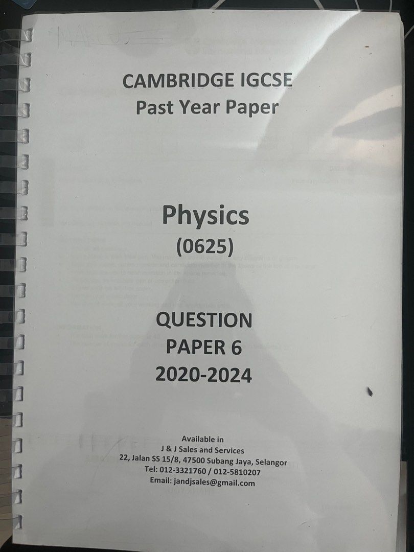 Cambridge IGCSE Physics Past Year Papers (0625) PAPER 2,4,6, Hobbies ...