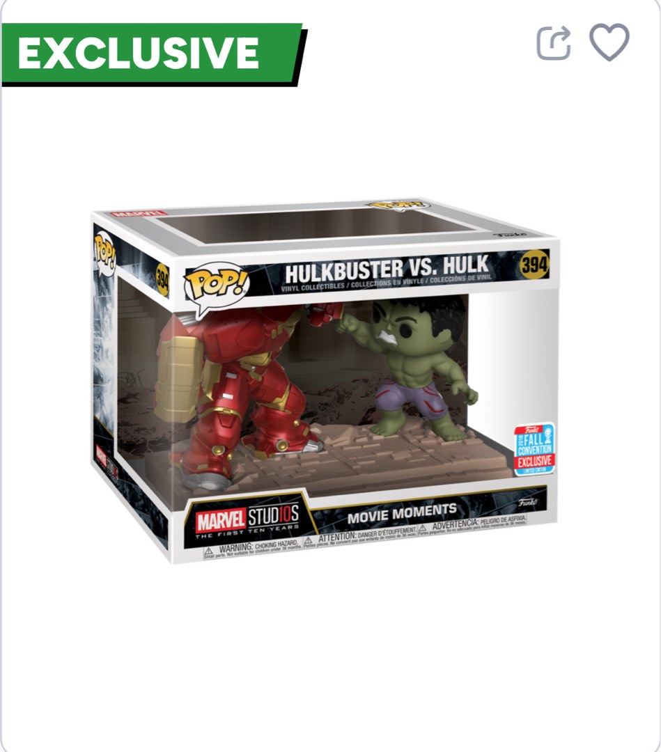 Funko Pop! Hulkbuster vs. Hulk Movie Moments, Hobbies & Toys, Toys ...
