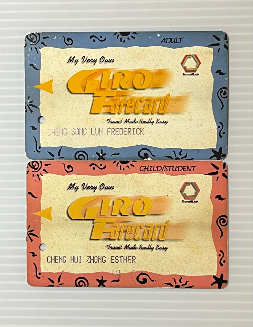 Set Of 2 SMRT Transitlink Card for $18 Per Set. My Very Own Farecard ...