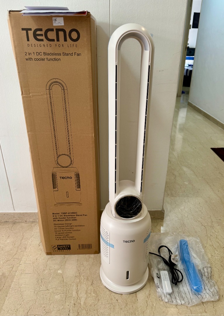 (Rush) Good as New- Tecno 2-in-1 DC Bladeless Stand Fan with Cooler ...