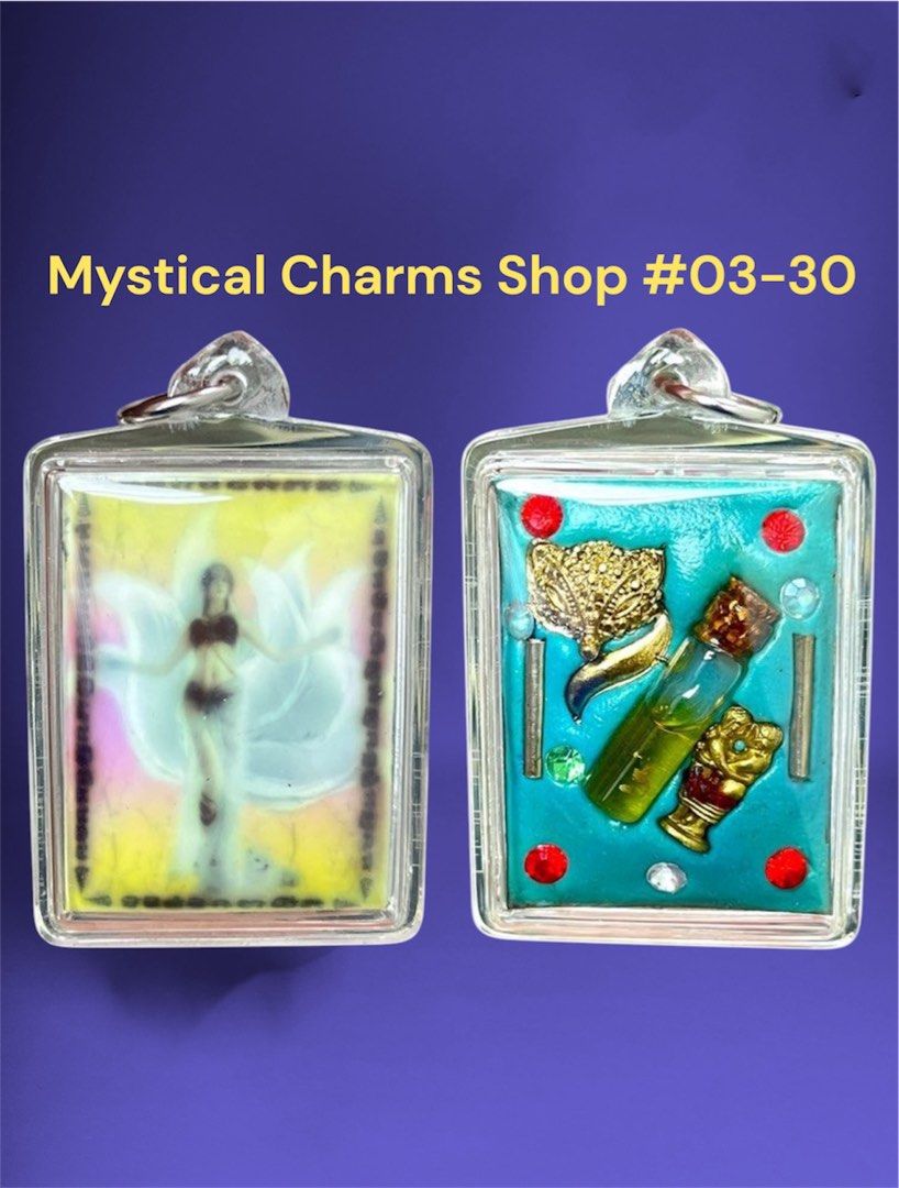 9 Tails Fox Fairy Thai Amulet Ajahn Dej Yellow Locket 泰国九尾狐仙著名白衣师父 ...