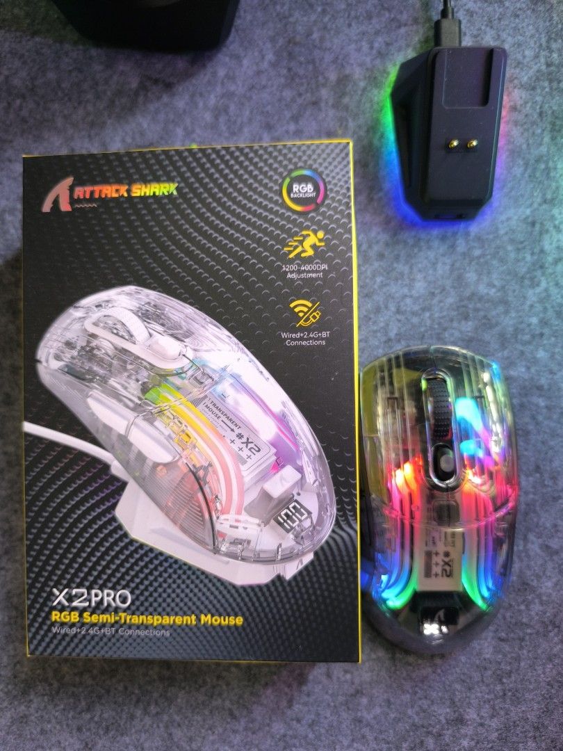 Attack Shark X2 Pro RGB Semi-Transparent Mouse, Computers & Tech, Parts ...