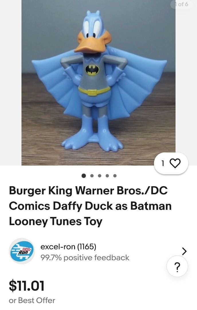 Burger King Warner Bros./DC Comics Daffy Duck as Batman Looney Tunes ...