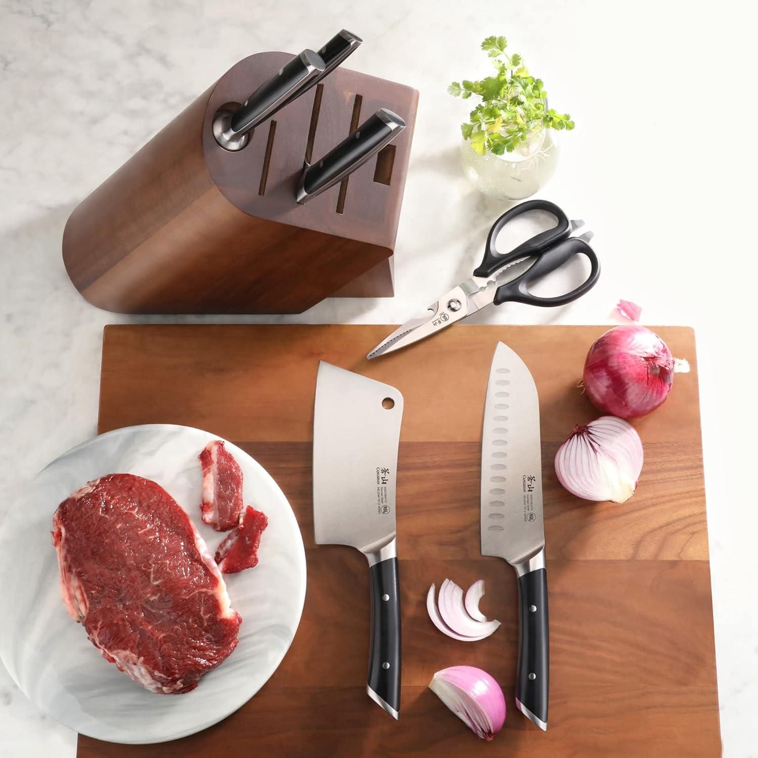 Cangshan HELENA Series Steel Forged Cleaver Knife Block Set 7-Piece ...