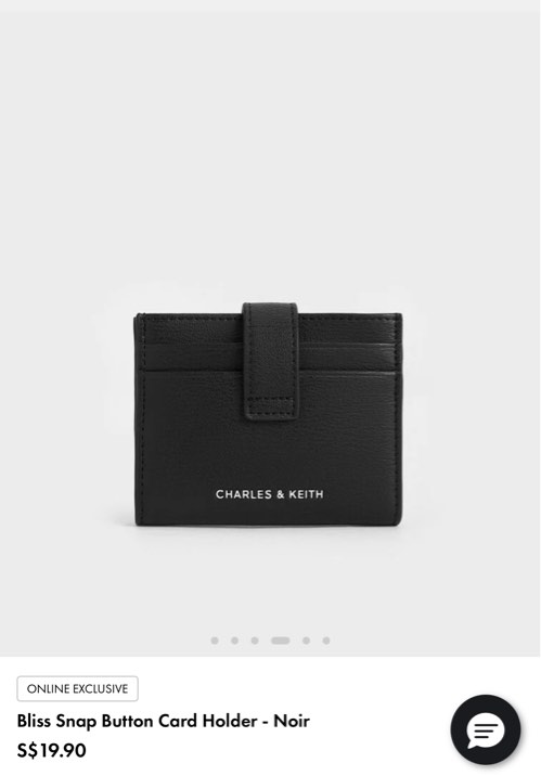 Charles & Keith Bliss Snap Button Card Holder - Noir, Women's Fashion ...