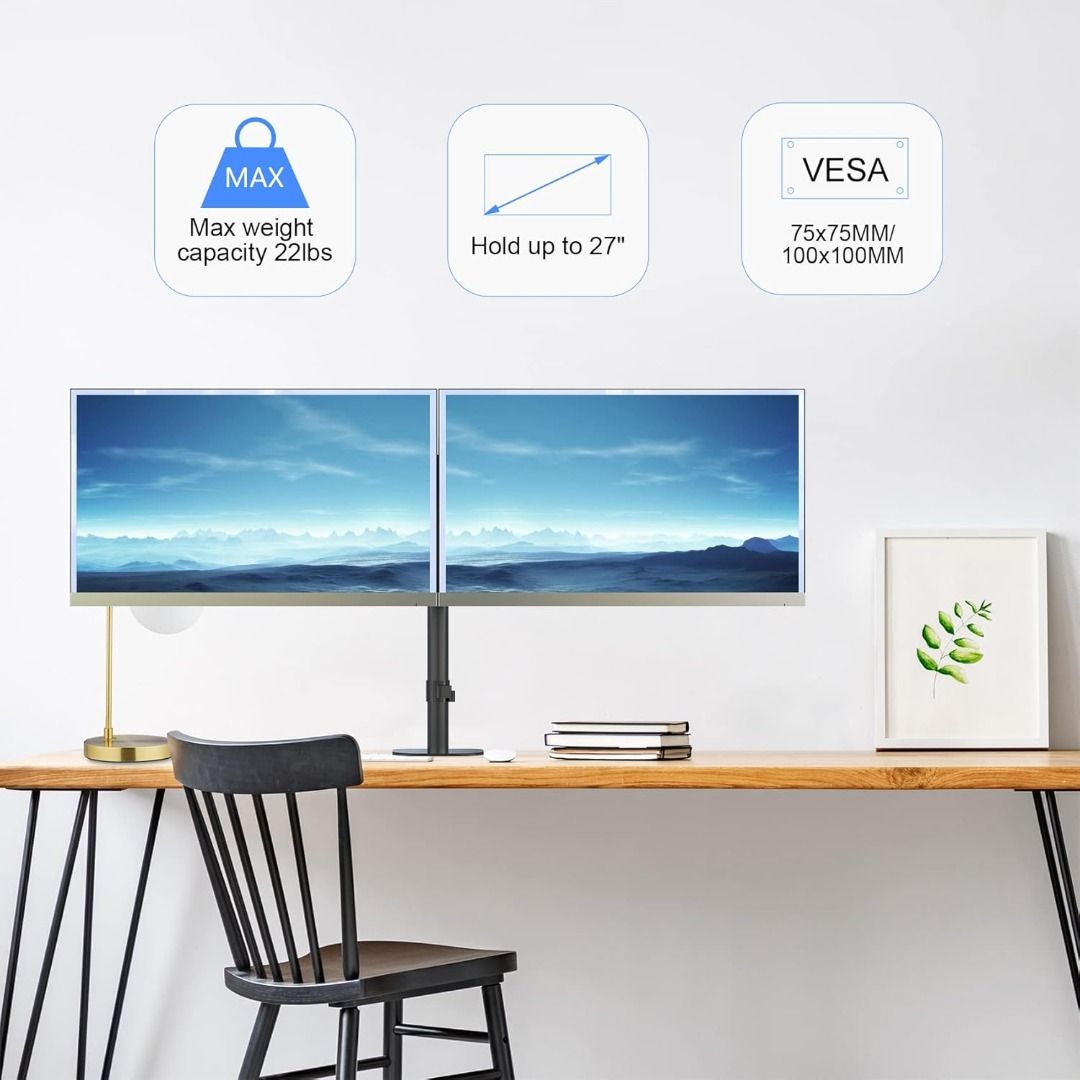 Dual LED LCD Monitor Desk Mount Heavy Duty Fully Adjustable Stand for 2 ...