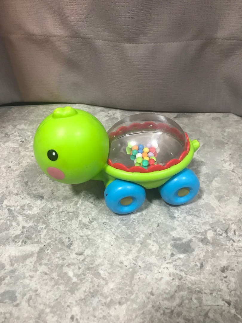 Fisher-Price Baby Crawling Toy Poppity Pop Turtle Push-Along Vehicle ...