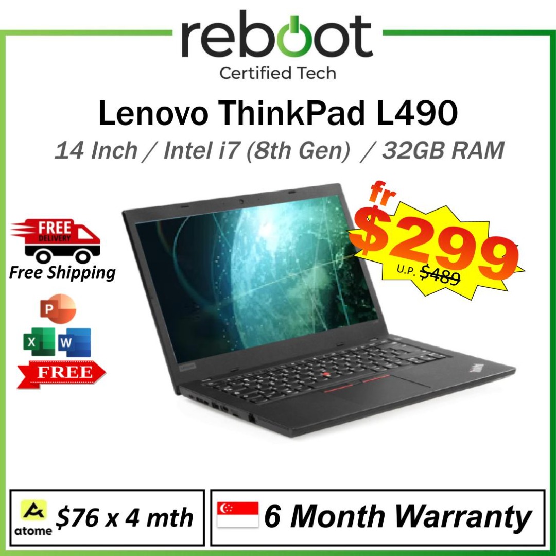 Lenovo L490 Laptop - 32GB RAM - Fast Boot Up Speed - 14 Inch FHD Big ...