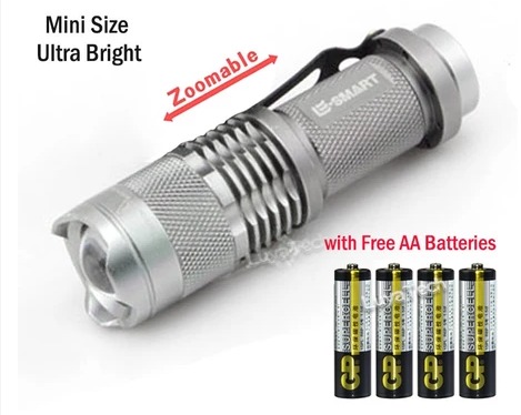 Mini Torchlight with GP AA Battery 4 Pcs Ultra Bright Mini LED 3 Mode ...