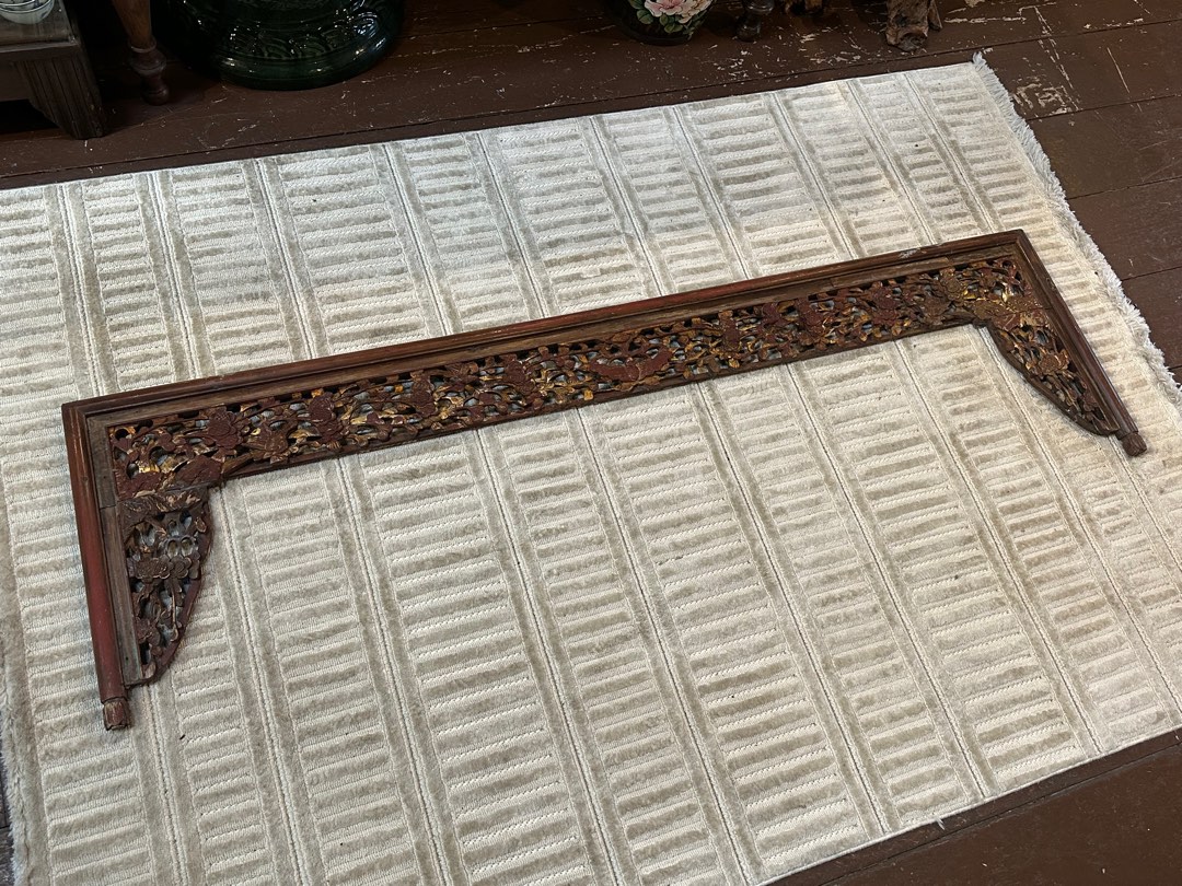 RED AND GILT Antique panel Chinese Bed Panel Asian Art Peranakan ( 78 ...