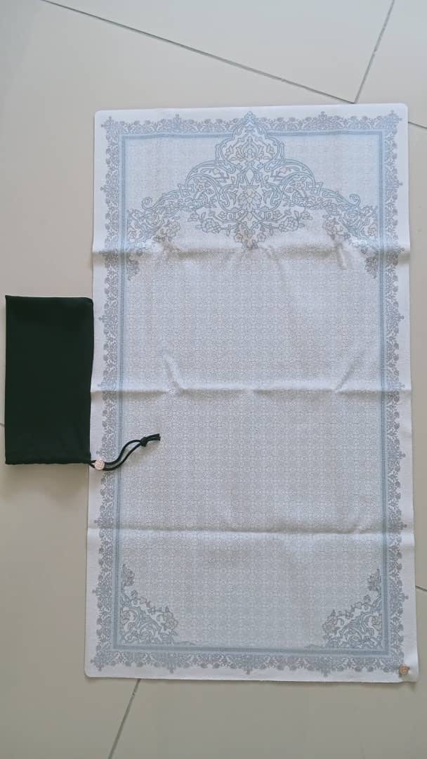 Siti Khadijah Mirza Rubber Mini Sejadah (Dusty Blue) Prayer Mat with ...