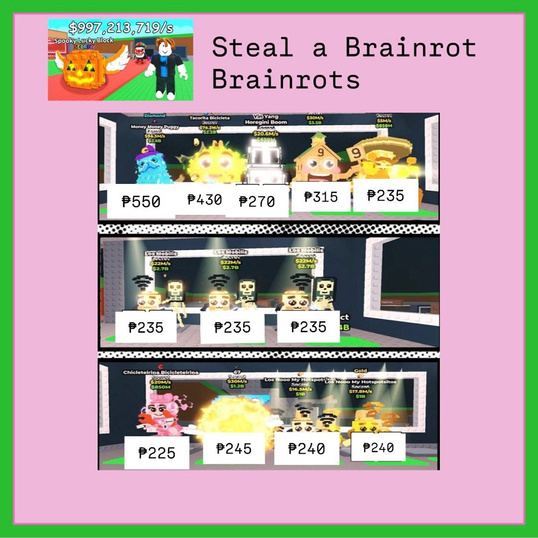 Steal a Brainrot Brain rot SAB brainrots roblox robux game Secret ...