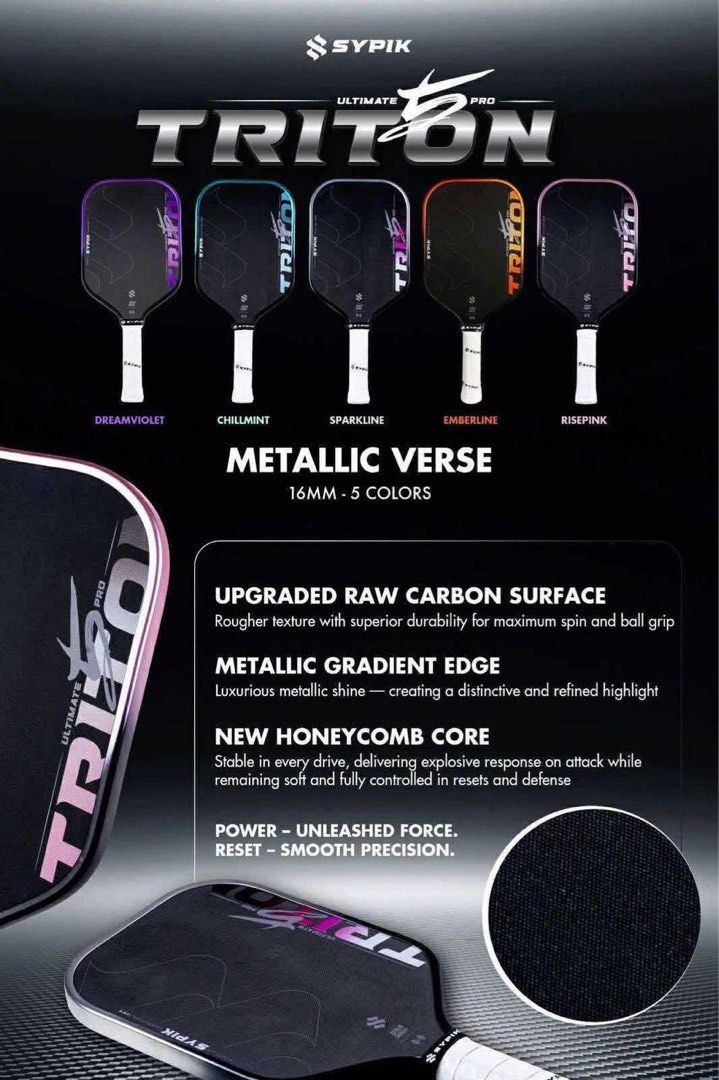 Sypik Triton 5 Pro Metallic Verse Pickleball Paddle (All colors ...