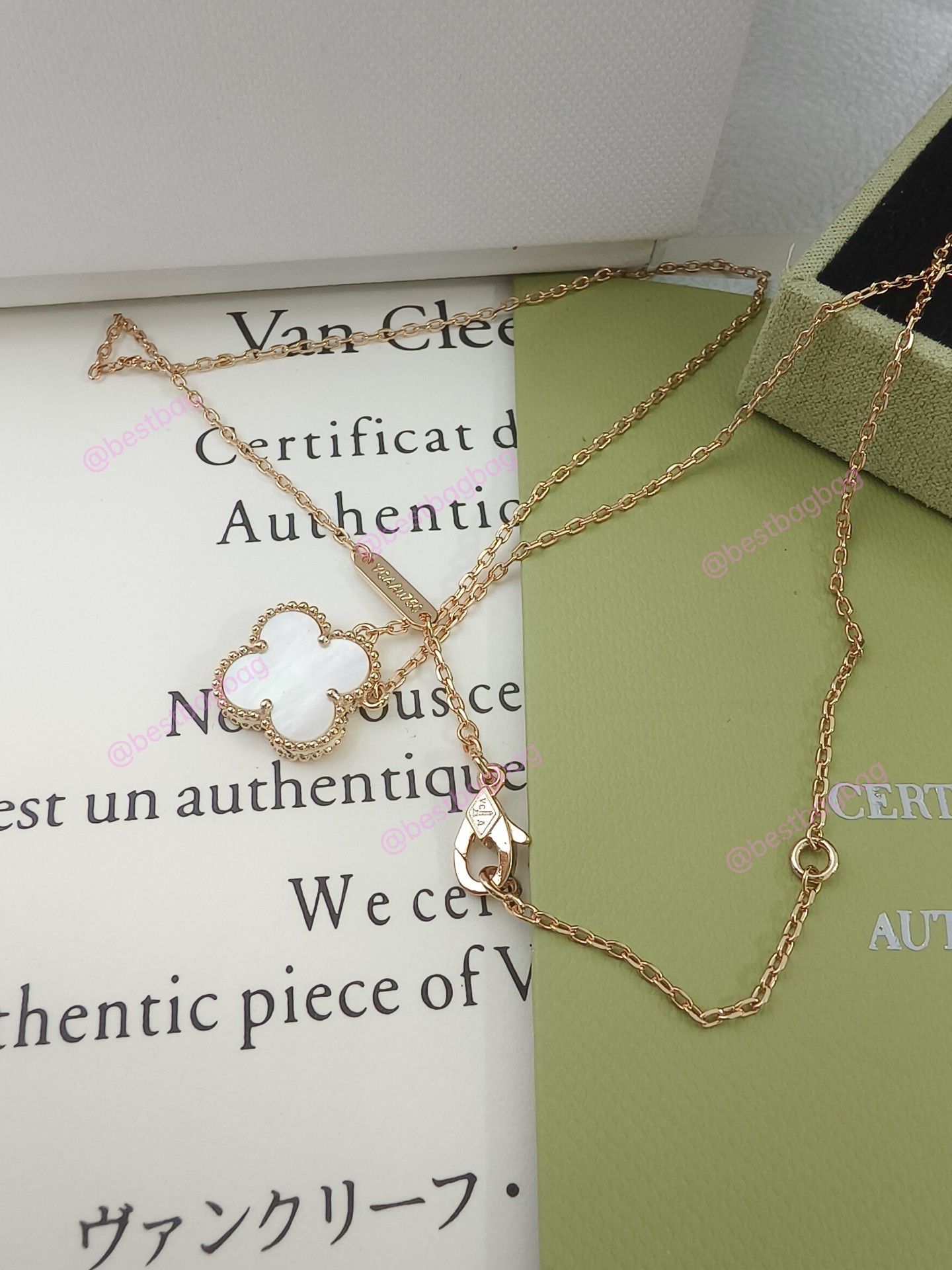 Van Cleef & Arpels Four-Leaf Clover White Flower Necklace, Women's ...