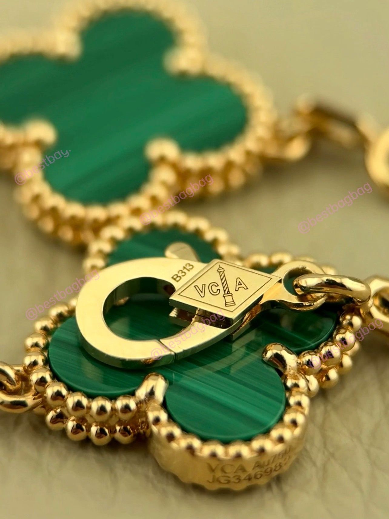 Van Cleef & Arpels four-leaf malachite five-flower bracelet, Women's ...