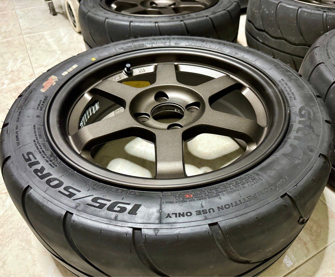 15” Promax TE37 Wheelset., Car Accessories, Tyres & Rims on Carousell