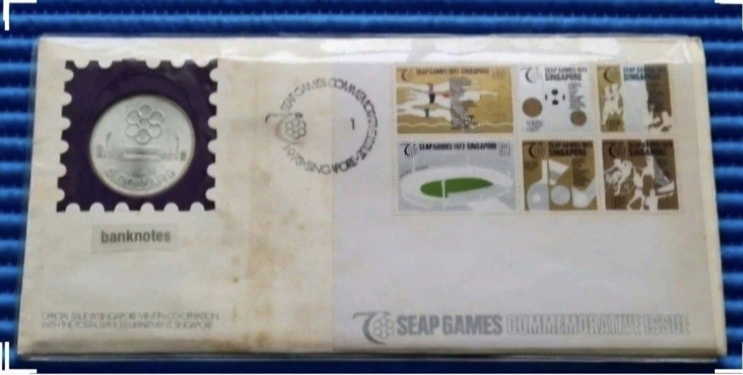 1973 Singapore Seventh SEAP Games Philatelic Numismatic Cover PNC ...