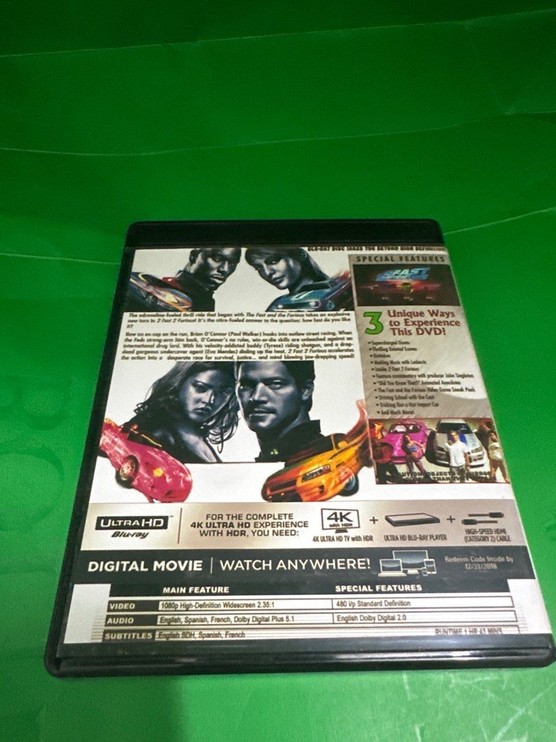 《玩命關頭2：飆風再起》（2 Fast 2 Furious）的 藍光 碟, 興趣及遊戲, 音樂、樂器 & 配件, 音樂與媒體 - CD 及 ...