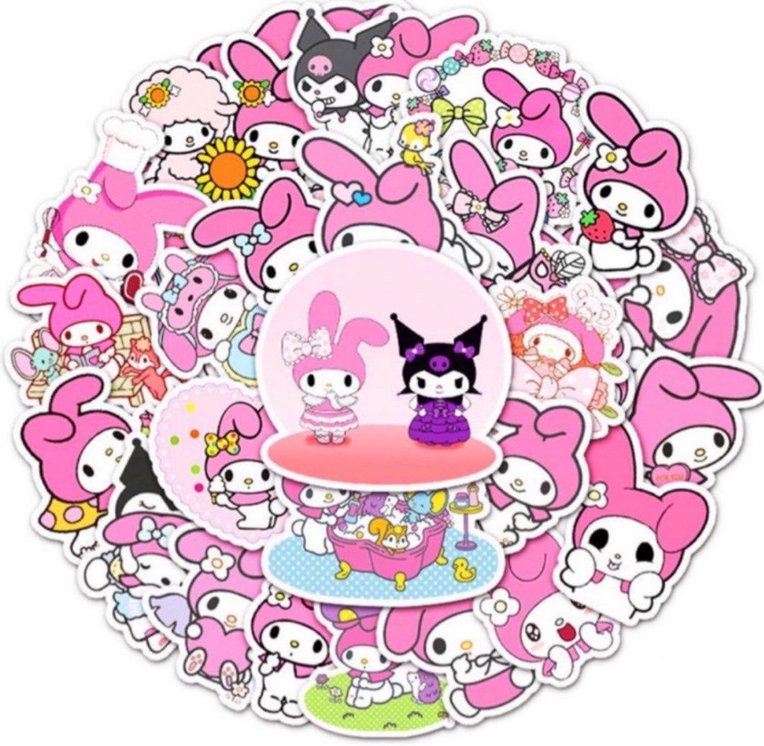 50pcs My Melody Series 04 laptop Luggage Stickers (Glossy), Hobbies ...