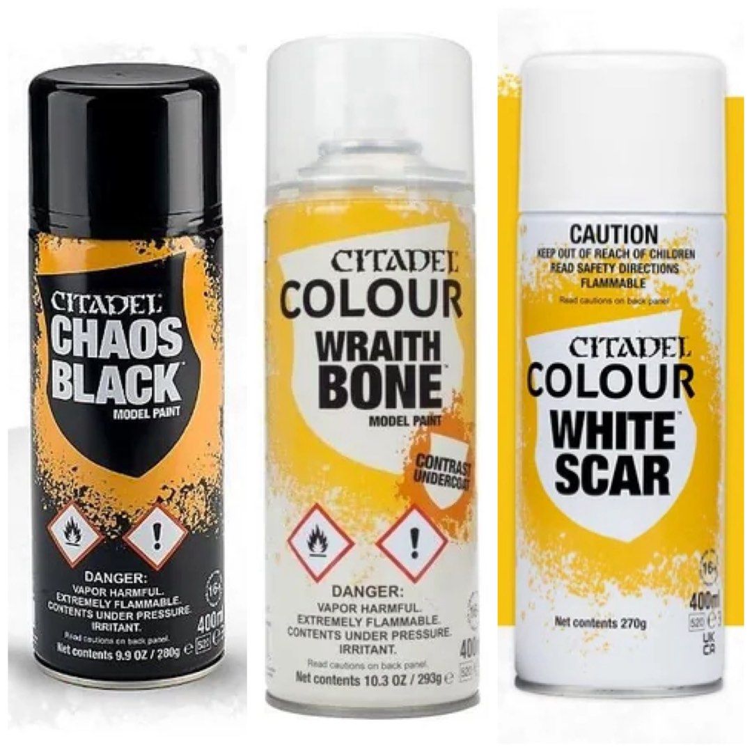 現貨 Citadel Colour 噴罐 Spray (Chaos Black Spray/Wraith Bone Spray/White ...