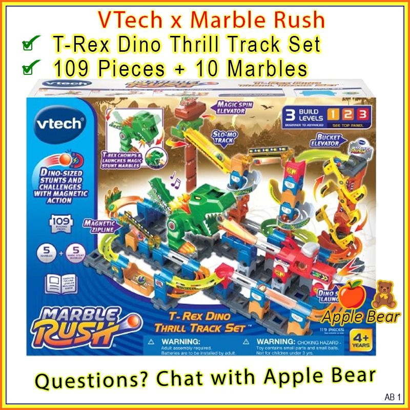 BNIB VTech 🎢 Marble Rush T-Rex Dino Thrill Track Set Magnetic Adventure ...