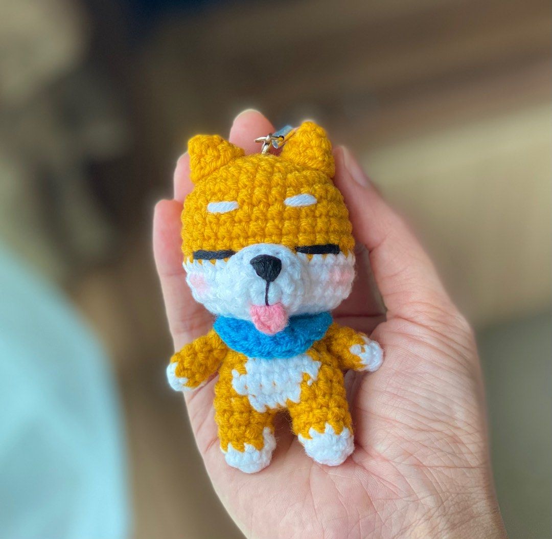 Crochet Shiba Inu Blue Bib, Hobbies & Toys, Stationery & Craft ...