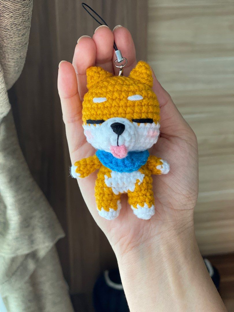 Crochet Shiba Inu Blue Bib, Hobbies & Toys, Stationery & Craft ...