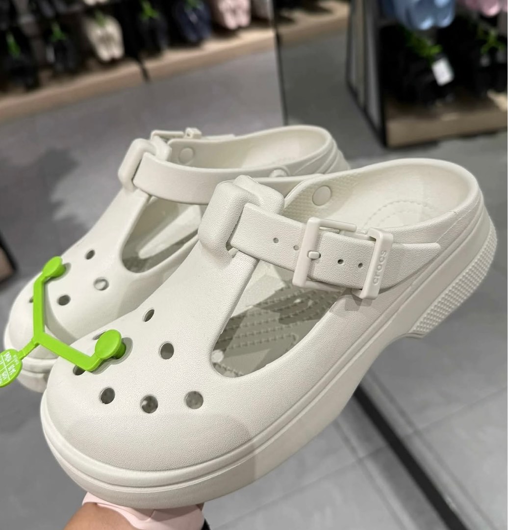 Crocs Mary Jane in Bone Color, Women's Fashion, Footwear, Slippers and ...