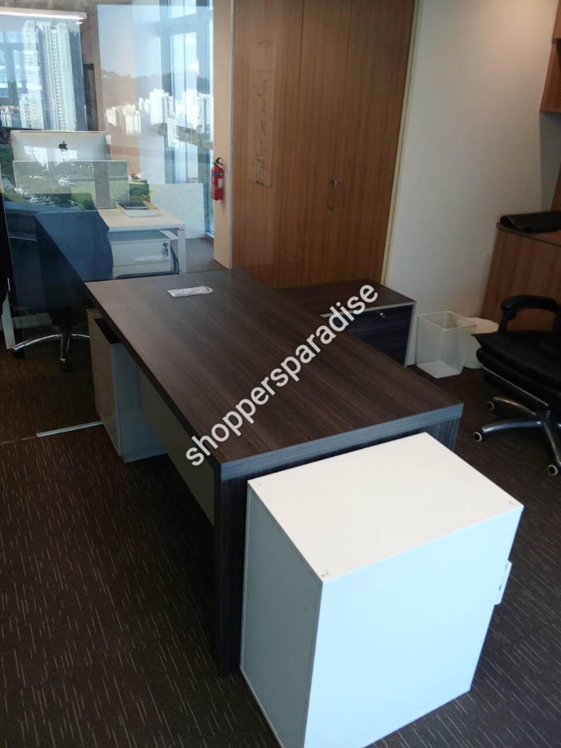 DT 026 Director Table w L Shape Cabinet, Executive Table Office Table ...