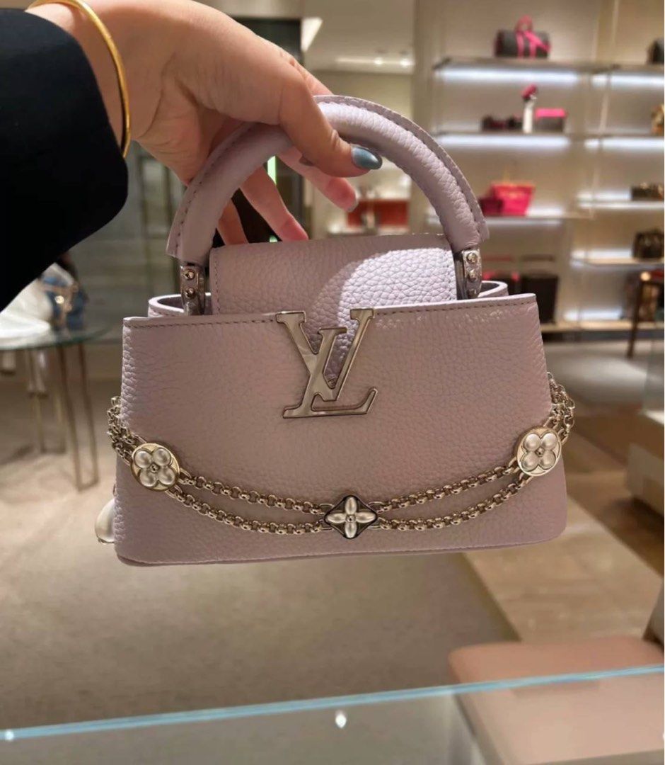 Louis vuitton capucines east west lilac MOP chain, Luxury, Bags ...