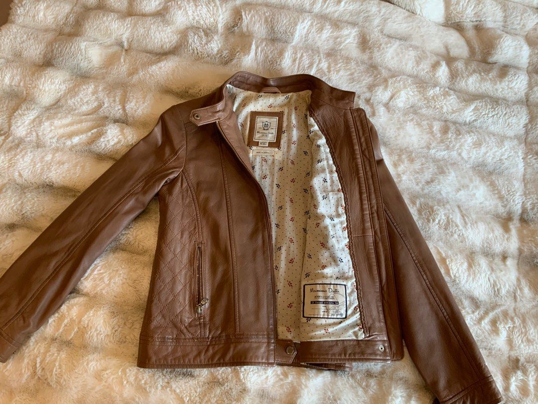 Massimo Dutti Sheep Skin Leather Jacket, Women's Fashion, Coats ...