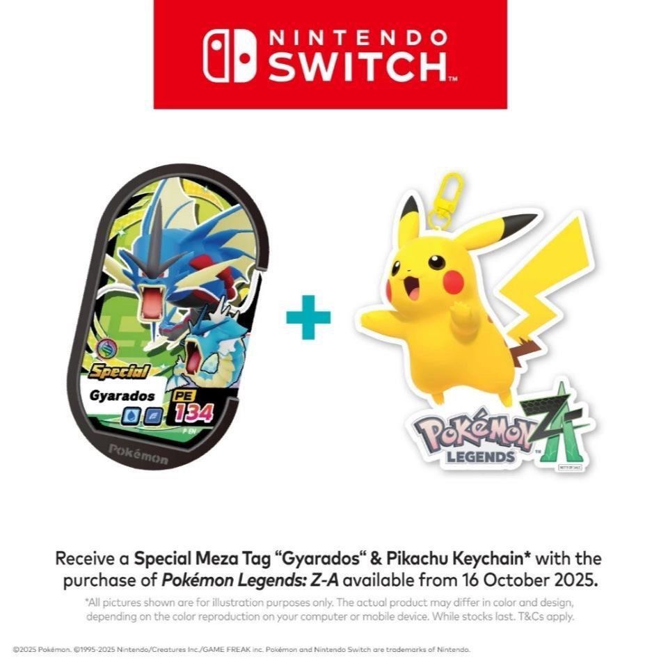 Pokemon Legends Z-A Gyarados Meza Tag & Pikachu Keychain, Hobbies ...