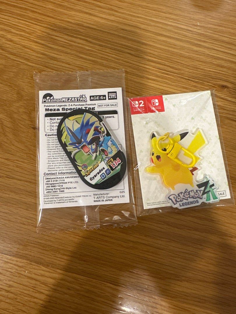Pokemon Legends Z-A Gyarados Meza Tag & Pikachu Keychain, Hobbies ...