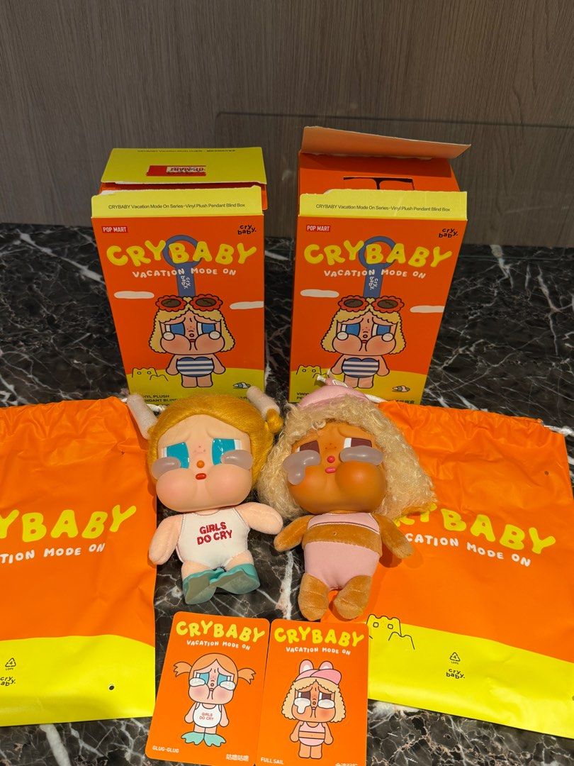 POP MART CRYBABY Vacation Mode On Blind Box Vinyl Plush Pendant FULL ...
