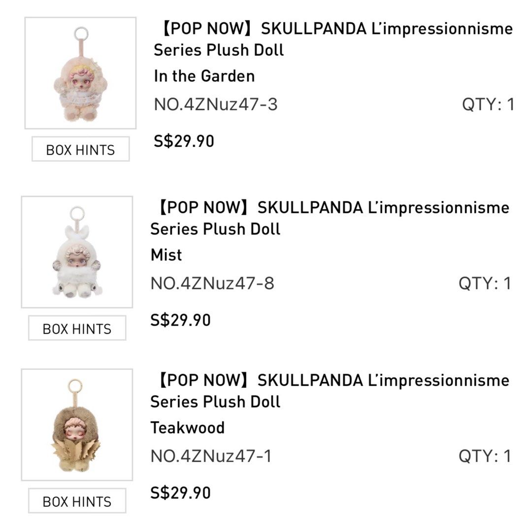 Skullpanda L'Impressionnisme Series Plush Doll Set In the Garden and ...
