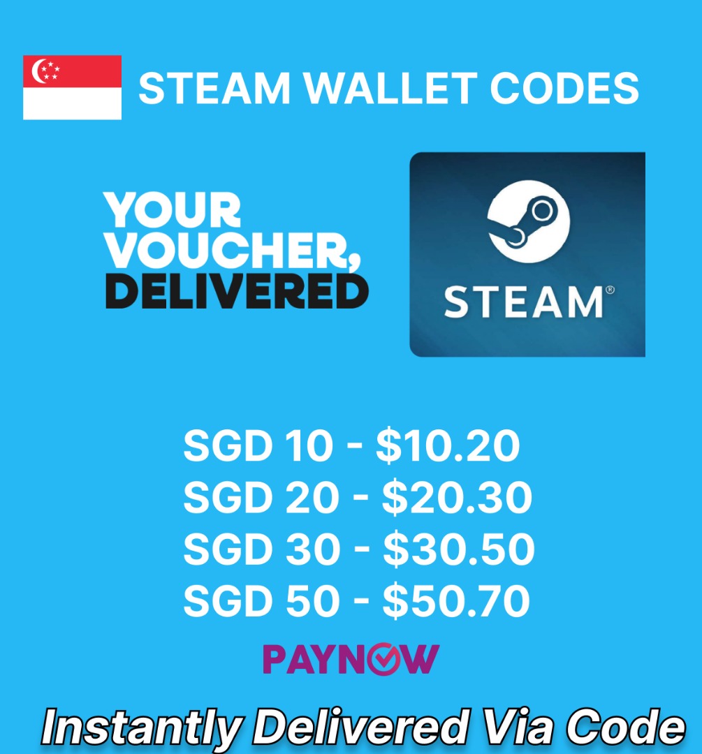 Steam Wallet Code SGD | 10 SGD 20 SGD 30 SGD 50 SGD, Video Gaming ...