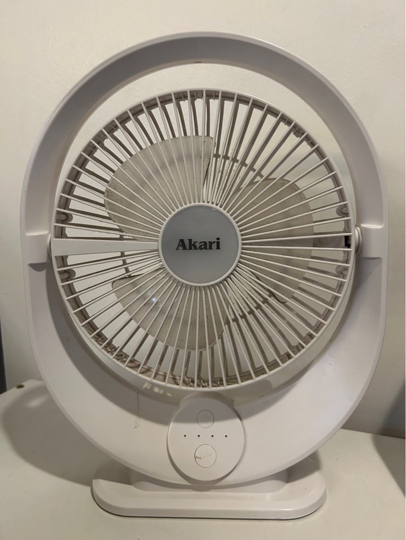 Akari Rechargeable White Electric Fan, Furniture & Home Living ...