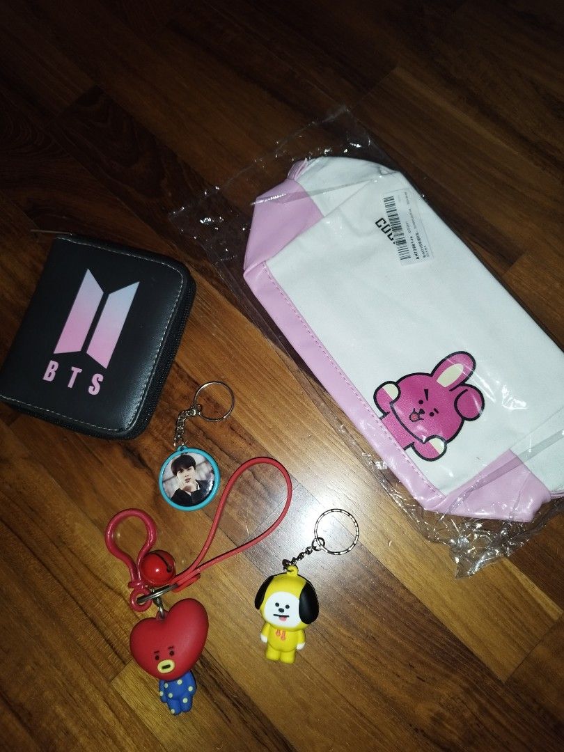 Assorted BTS & BT21 items (Wallet, Keychains, Pouch [jin, Tata, chimmy ...
