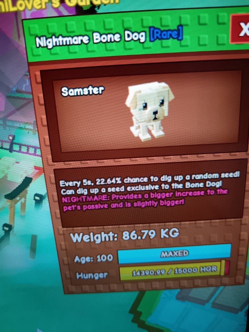 Grow a garden titanic Nightmare Bone Dog, Video Gaming, Gaming ...