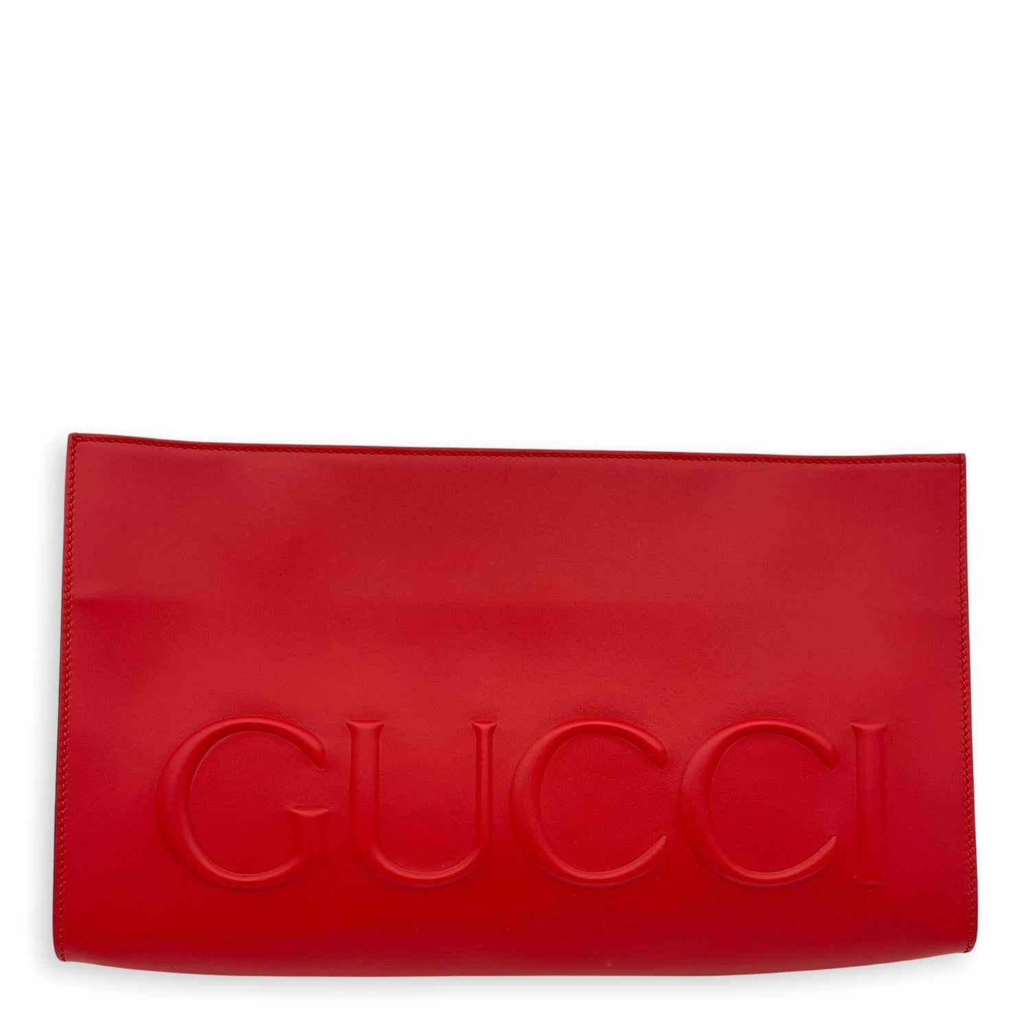 Gucci Logo Debossed Clutch Red in Calfskin, Luxury, Bags & Wallets on ...