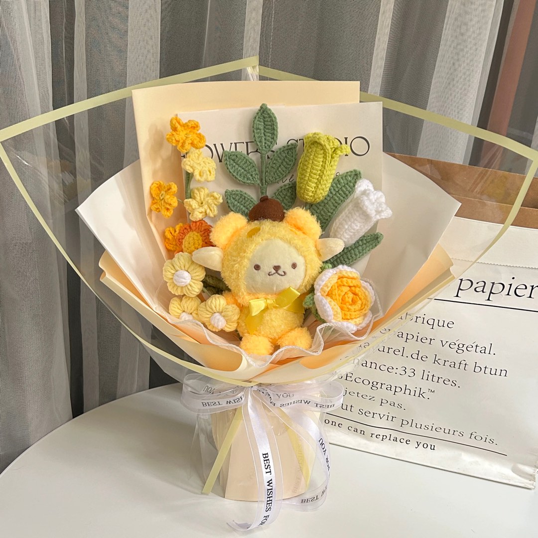 [INSTOCK] Sanrio Pompompurin Crochet Flower Bouquet, Hobbies & Toys ...