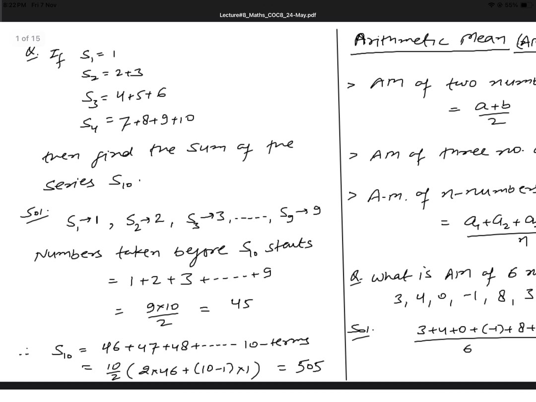 Maths Notes - Arithmetic Mean and Series, Hobbies & Toys, Books ...