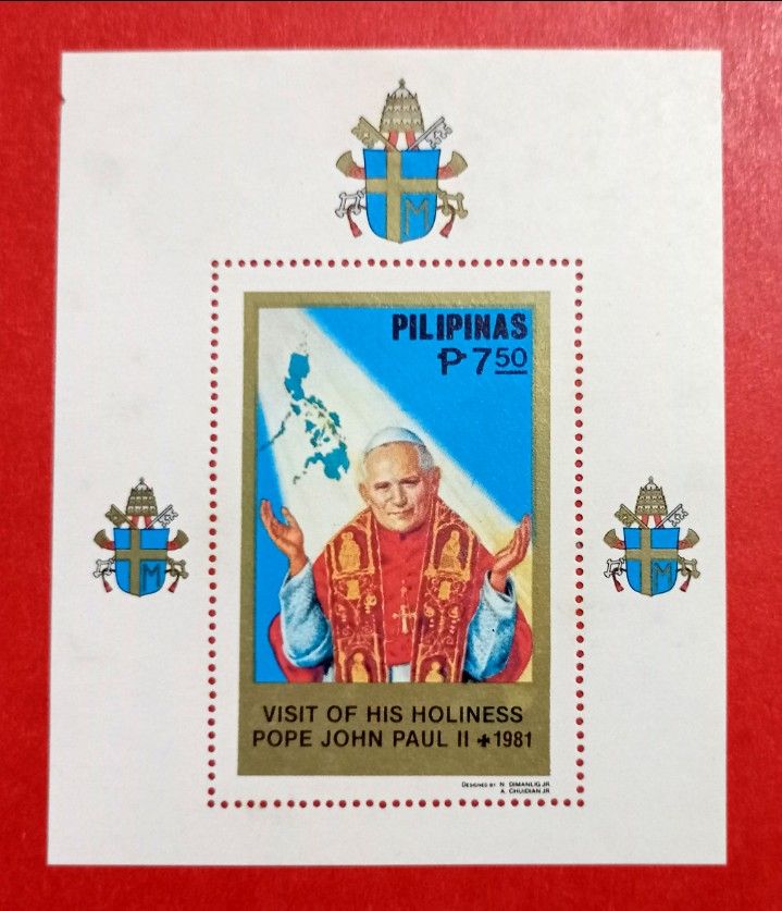 Philippine Stamp Souvenir Sheet Visit of His Holiness Pope John Paul II ...