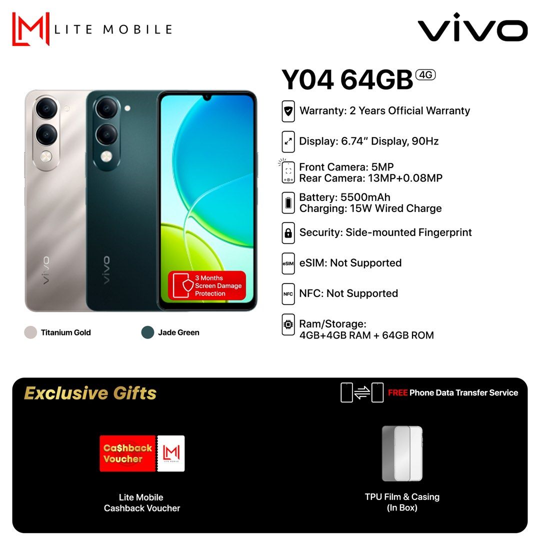 Vivo Y04 128GB | 64GB - Flash Deal 🎉 Green 128GB, Mobile Phones ...