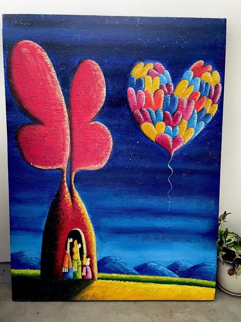 Wall Oil Painting - Whimsical Heart and Tree(100 x 76cm), Hobbies ...
