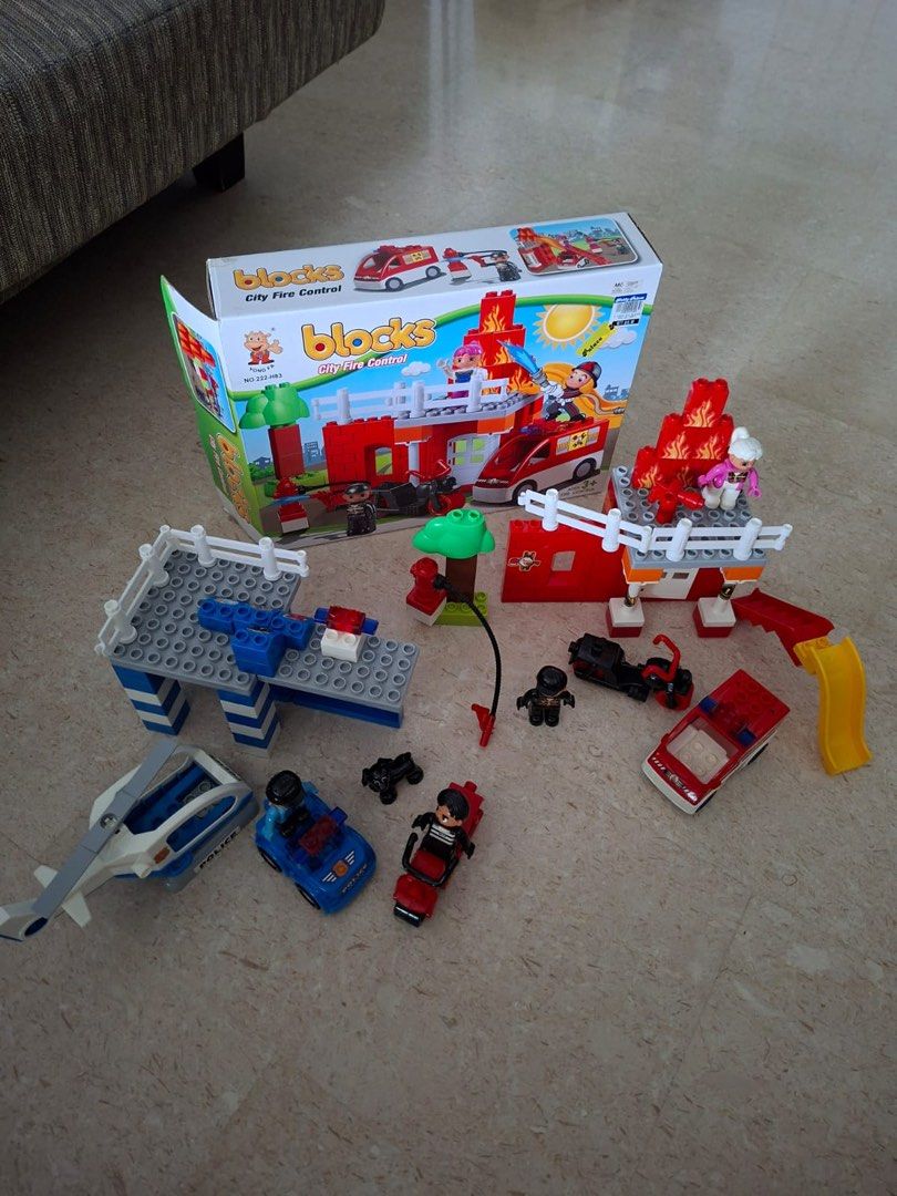 1set red City Fire Building + 1 set blue police station( 2set for $12 ...