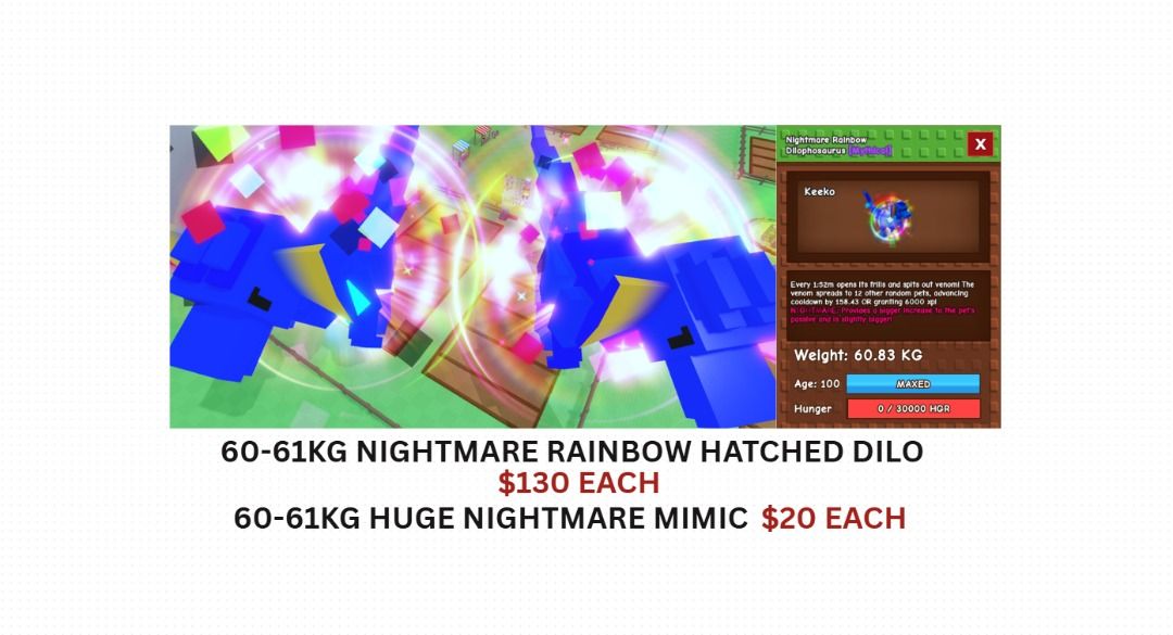 [$130] HUGE RAINBOW HATCHED NIGHTMARE DILO DILOPHOSAURUS RBH GROW A ...